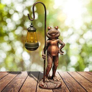 Accents | Large Frog Statue With Solar Lantern Outdoor Lawn Decoration ...